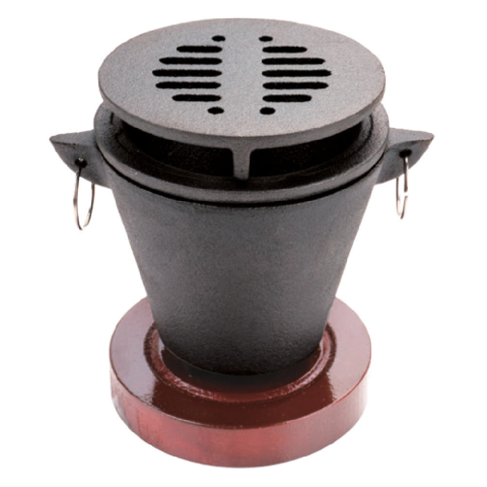 Mini Hibachi Grill: Pre-seasoned Cast Iron with Wood Base ...