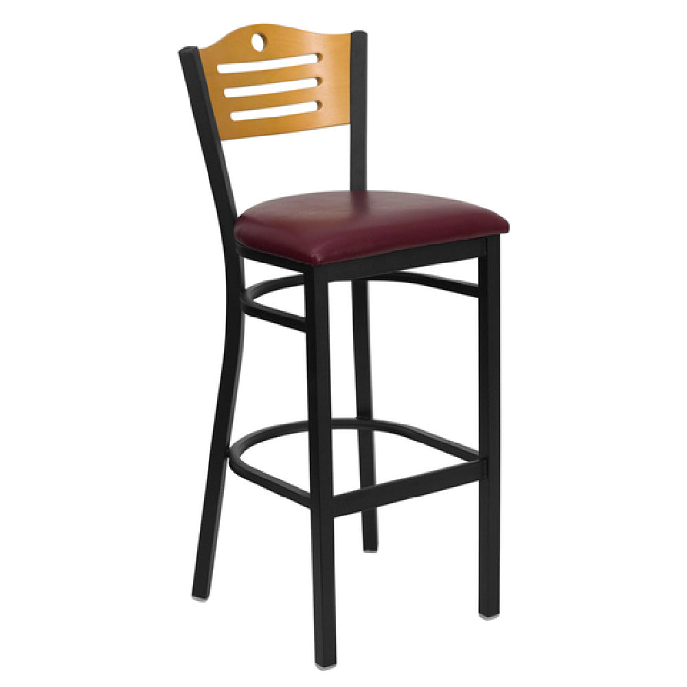 Hercules Restaurant Bar Stool - Natural/Burgundy – KitchenRestock.com
