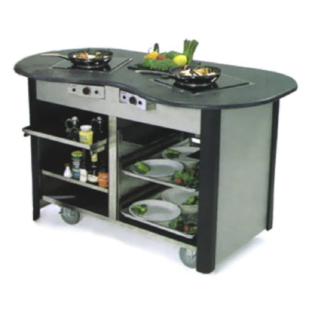 Mobile Cooking Cart with 2 Induction Stoves, 60" x 32" x 35.75 ...