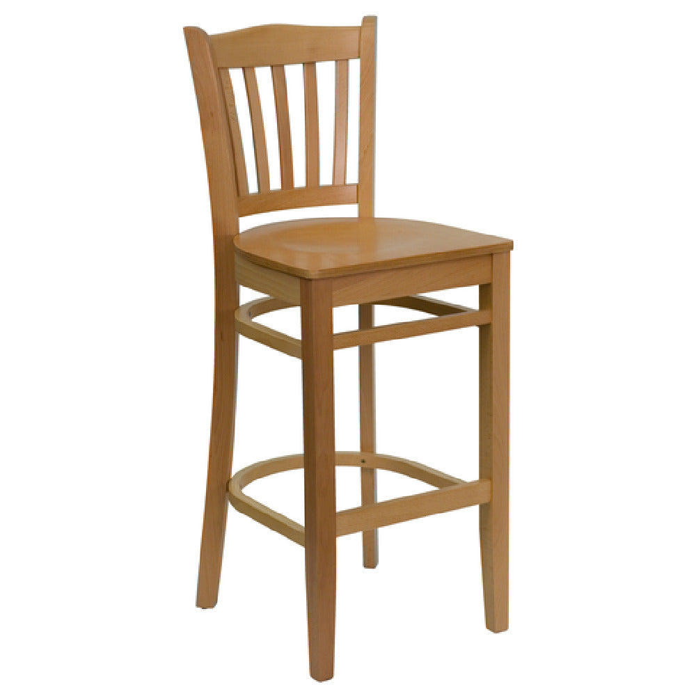 Vertical Wood Slat Back Bar Stool with Natural Finish – KitchenRestock.com