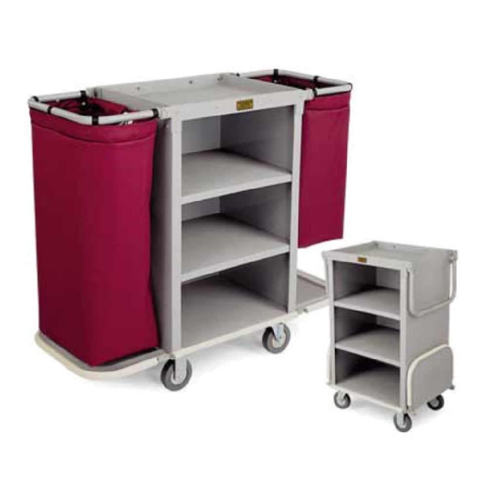 Compact Plastic Housekeeping Cart with 3 Shelves & Tray ...